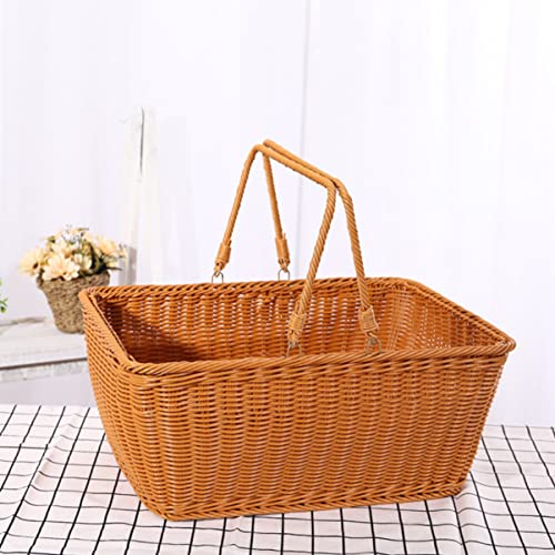 Alipis Sundries Flower S Shape Store Shopping Bincookie Lid with Party Wicker Wine Light Practical Woven Vase Organizer Bags Household and Willow Bamboo Candy Vegetable Bin Easter Bread