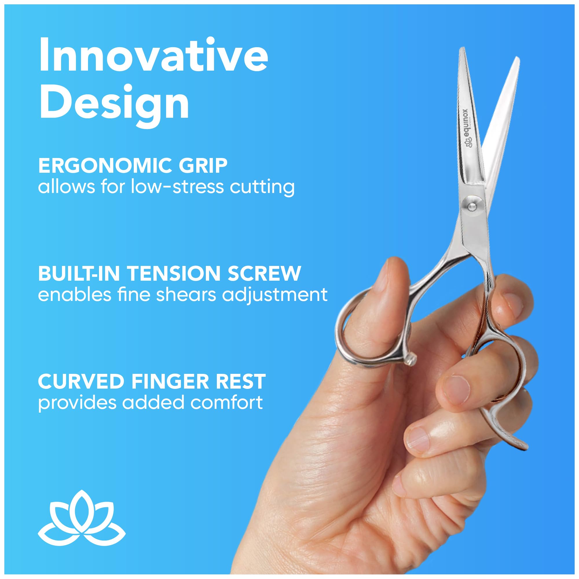 Equinox Barber & Salon Styling Series, Barber Hair Cutting Scissors/Shears, 6.0" Overall Length