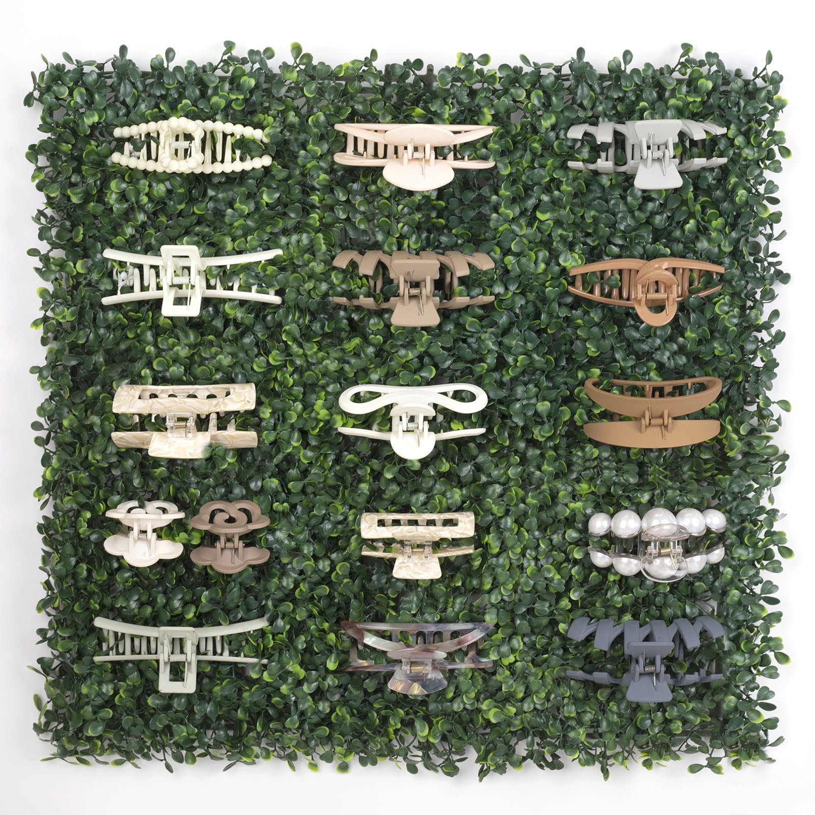 SNOWSTAR Green Grass Claw Clip Organizer Holder,Claw Clip Holder and Storage Decoration,20*20 inch Hair Clip Organizer Grass Greenery Stand for Women and Girl,Hair Clips Decor Display for Wall Green
