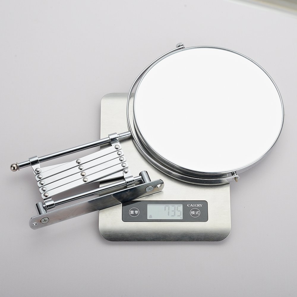 Cavoli 8 Inches Double-Sided Wall Mount Scalable Mirror with 10x Magnification,with Scissor Bracket,Chrome Finish(8 inch,10x)