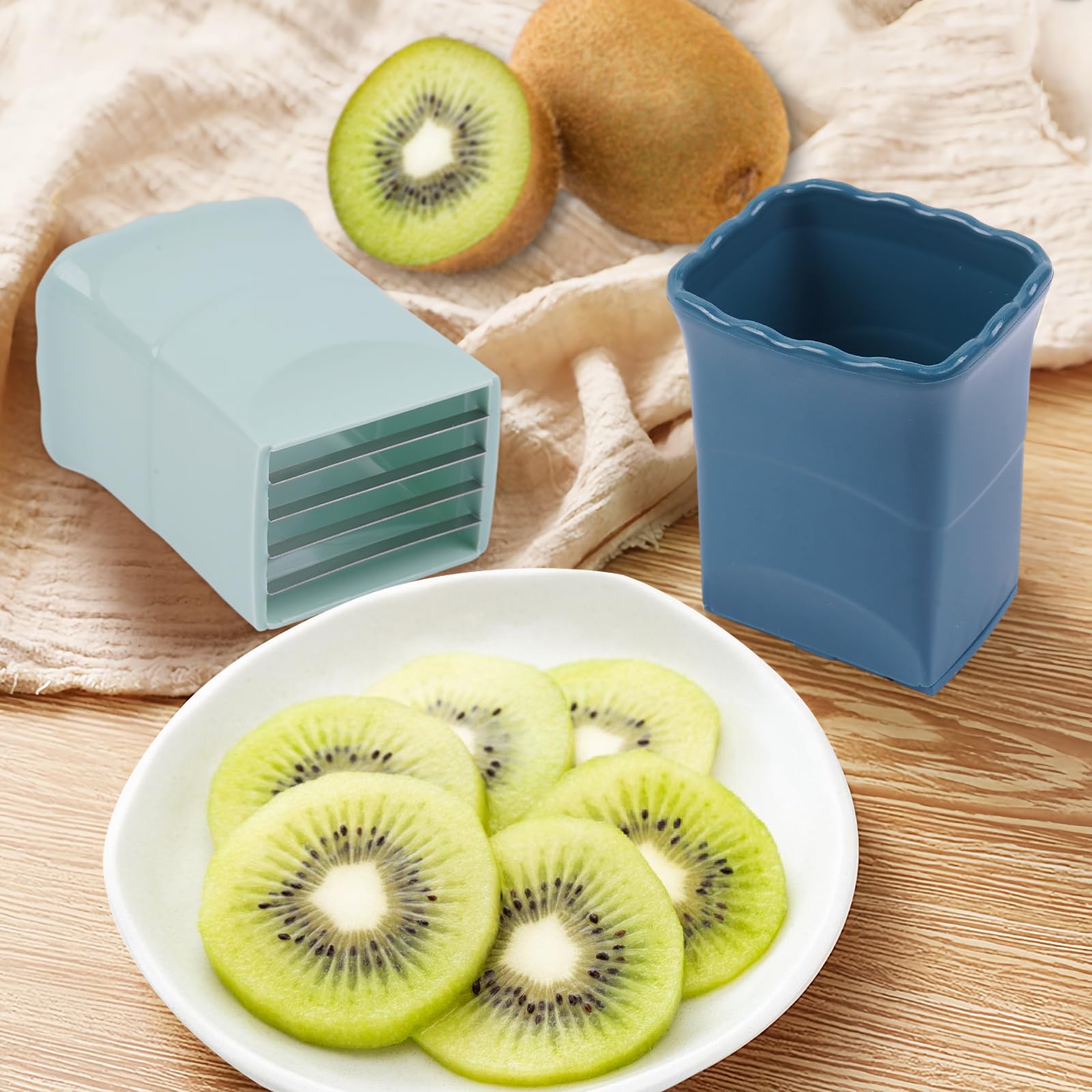 3PCS Cup Slicer with 3PCS Gap Cleaning Brushes,Egg and Fruit Cup Slicer,Strawberry Slicer,Cup Chopper for Banana, Quickly Making Fruit Vegetable Salad Creative Kitchen Gadget