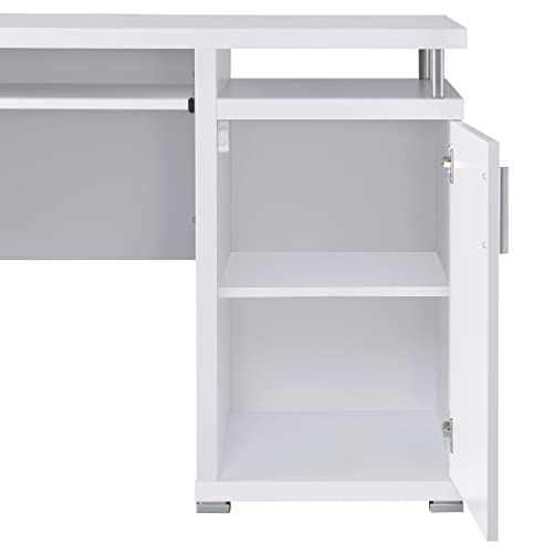 Coaster Furniture Tracy Modern Contemporary 2 Drawer Home Office Computer Desk with Keyboard Tray Storage File Cabinet White 800108