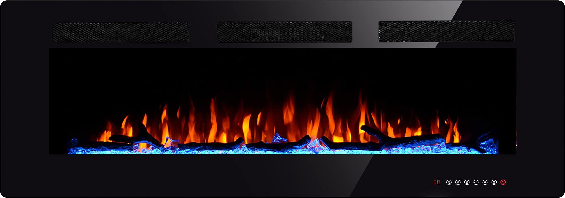 60 inch Electric Fireplace Wall Mounted Led Wall Fireplace Drifting Fireplace Recessed Electric Fireplace Inserts, Adjustable Flame Color Electric Fireplace