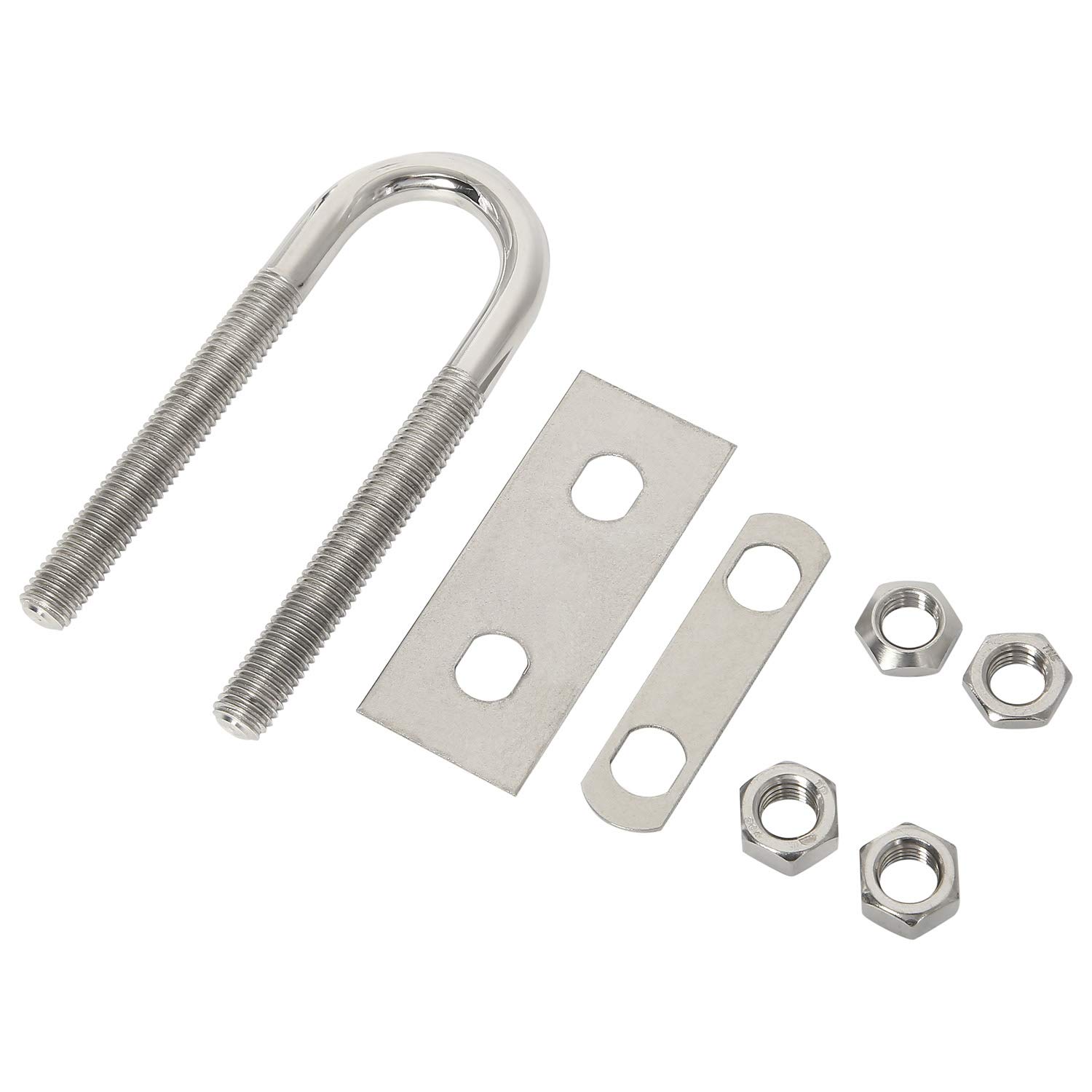 NovelBee 2-Pack of Stainless Steel Bow Stern Eye Tie Down U Bolt with Nuts and Washers,Stock Dia.1/2" (Length:5-1/4")