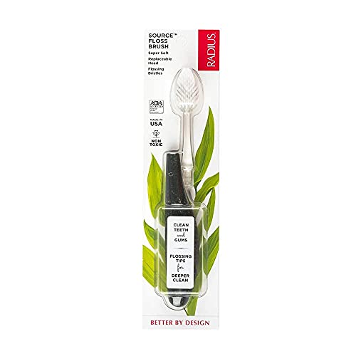 RADIUS Toothbrush Source Floss Brush BPA Free & ADA Accepted Improve Gum Health & Reduce Gum Issues - Super Soft - Money - Pack of 1