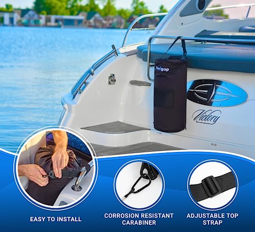 Avigap Boat Trash Can, 100% Odor & Leak Resistant, Portable, Reusable, 10-13 Gal Garbage Bag Snaps Inside, Easy to Install & Clean, Fishing, Sandbar, Kayak, Pontoon Boat Accessories