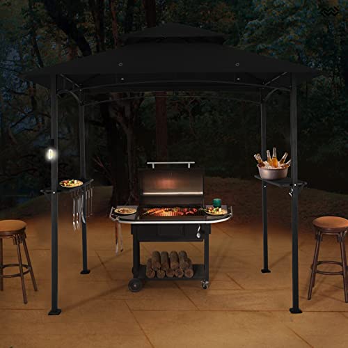 MEWAY 8x5 Outdoor Grill Gazebo Canopy, BBQ Canopy Gazebo Tent for Patio,Barbecue,Black