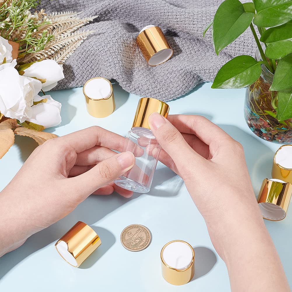 BENECREAT 12pcs Aluminized Replacement Plastic Press Caps, Golden Press Disc Caps Dispensing Lotion Bottle Closure for Squeeze Bottles Shampoo Bottle Dispensing Cap, Diameter 24mm Thread Type 410
