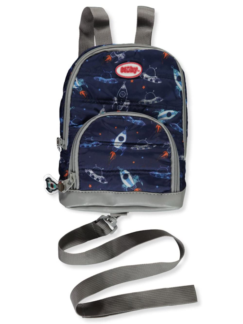 Nuby Quilted Mini Backpack with Safety Harness and Detachable Tether, Blue Space