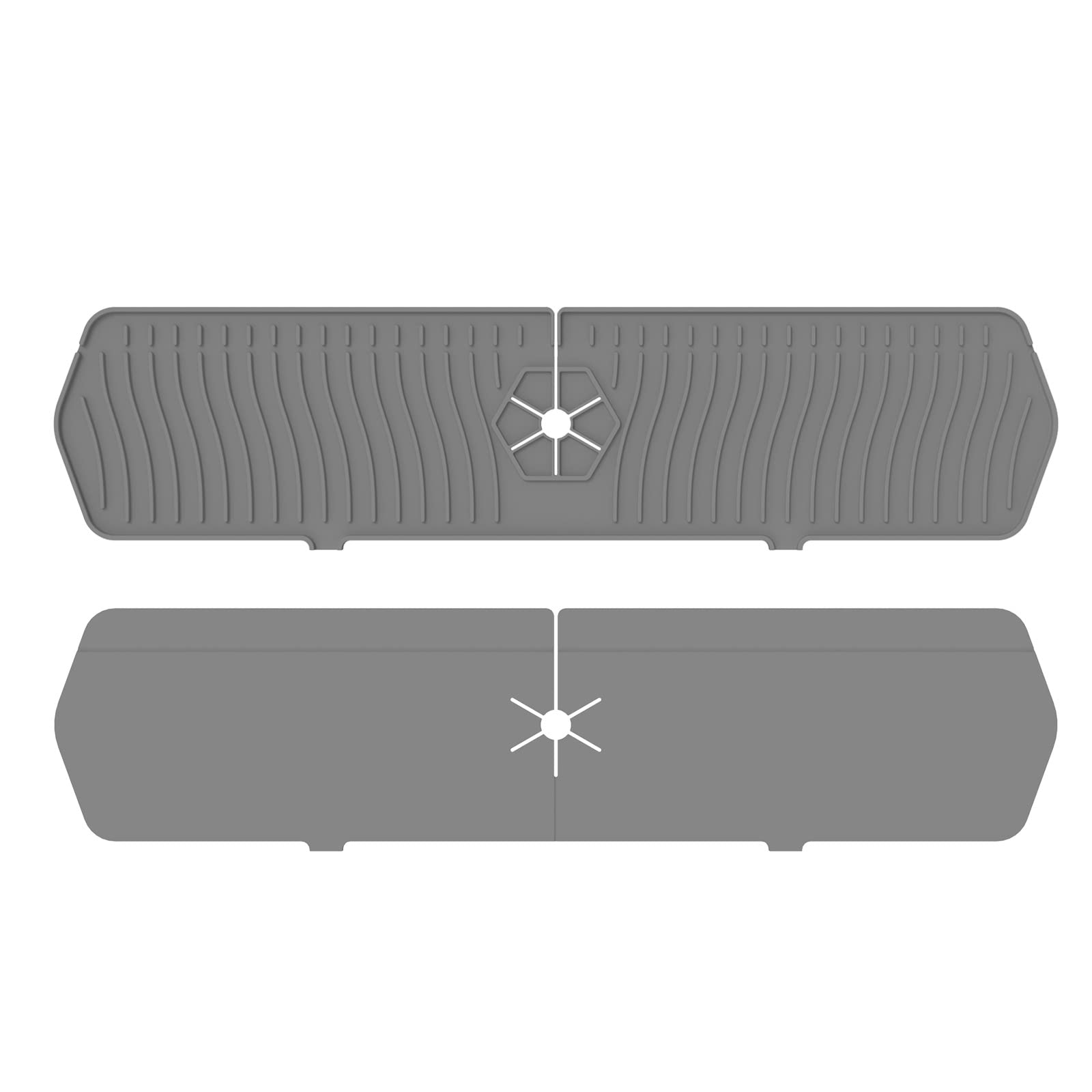 AMLETBH Silicone Sink Faucet Pad, Drip Protector Splash Countertop Protection, Kitchen Faucet Sink Splash Guard, Bathroom Faucet Water Catcher Mat, Sink Draining Pad Behind Faucet (L, Grey), Gray
