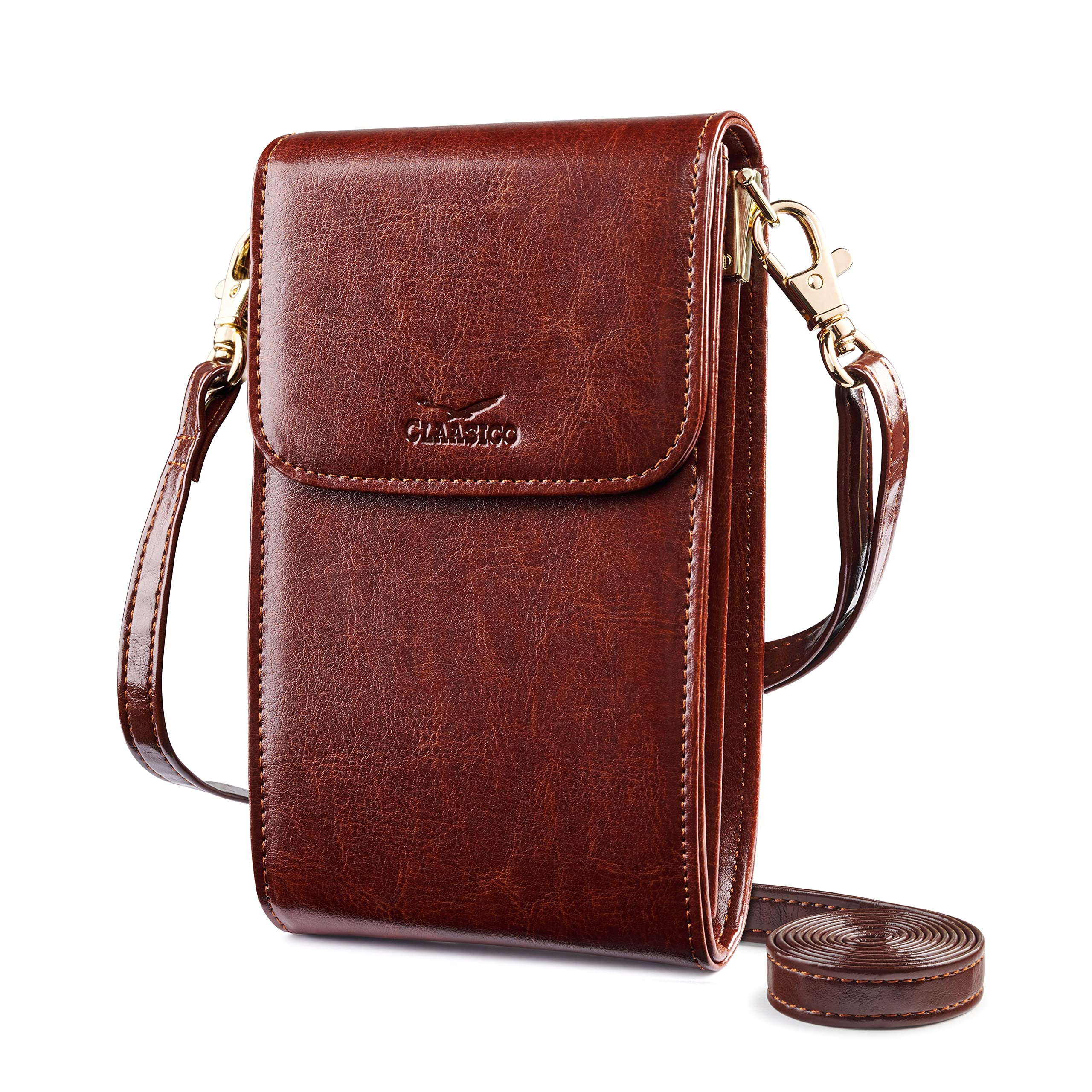 Classico Small Crossbody Phone Purse for Women - Crossbody Bag Wallet for Phone, Cards, Accessories (Small, Black)