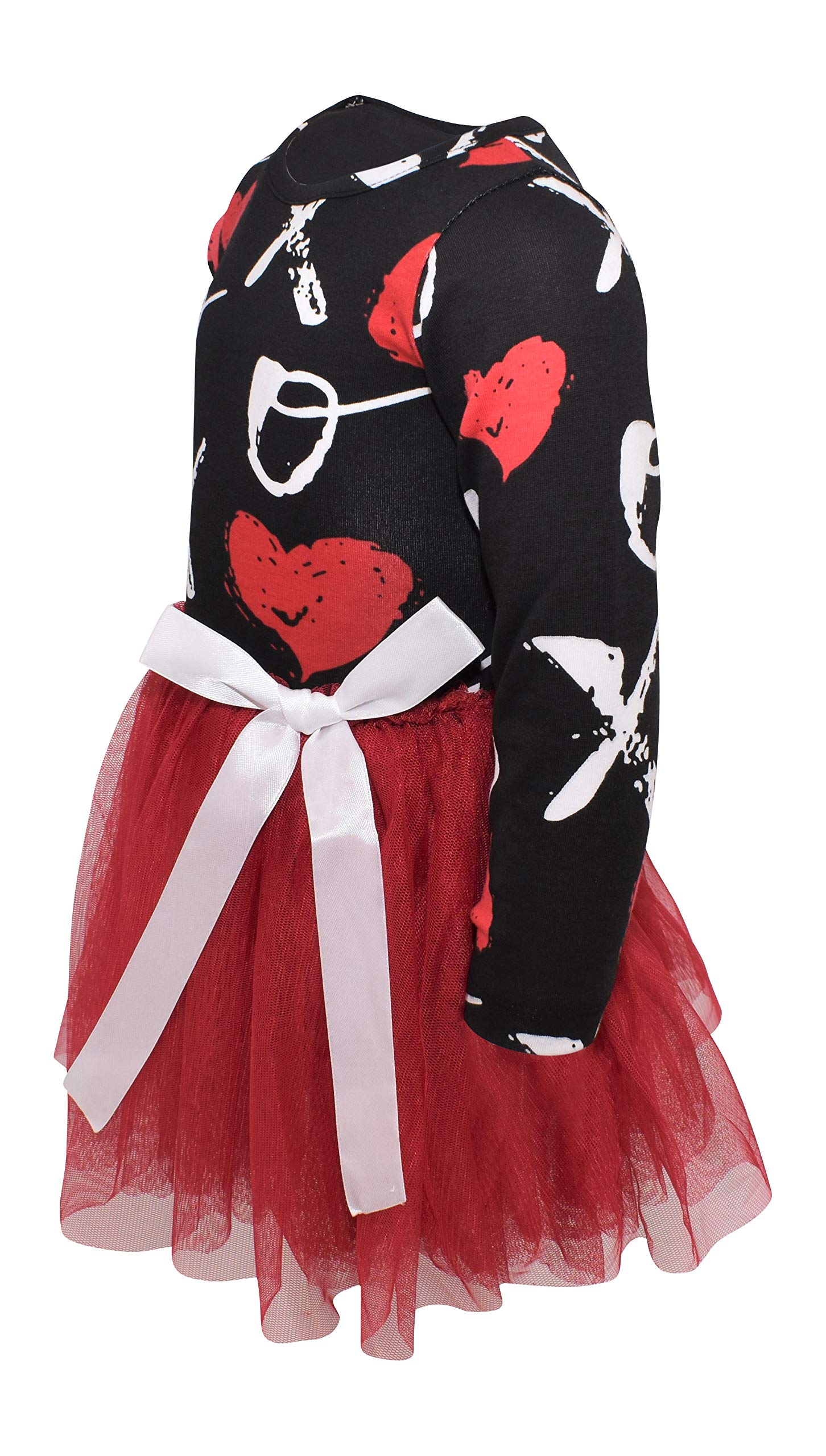 Girls Long Sleeve Valentines Day Tulle Tutu Dress for Kid and Toddler Black 7 Years