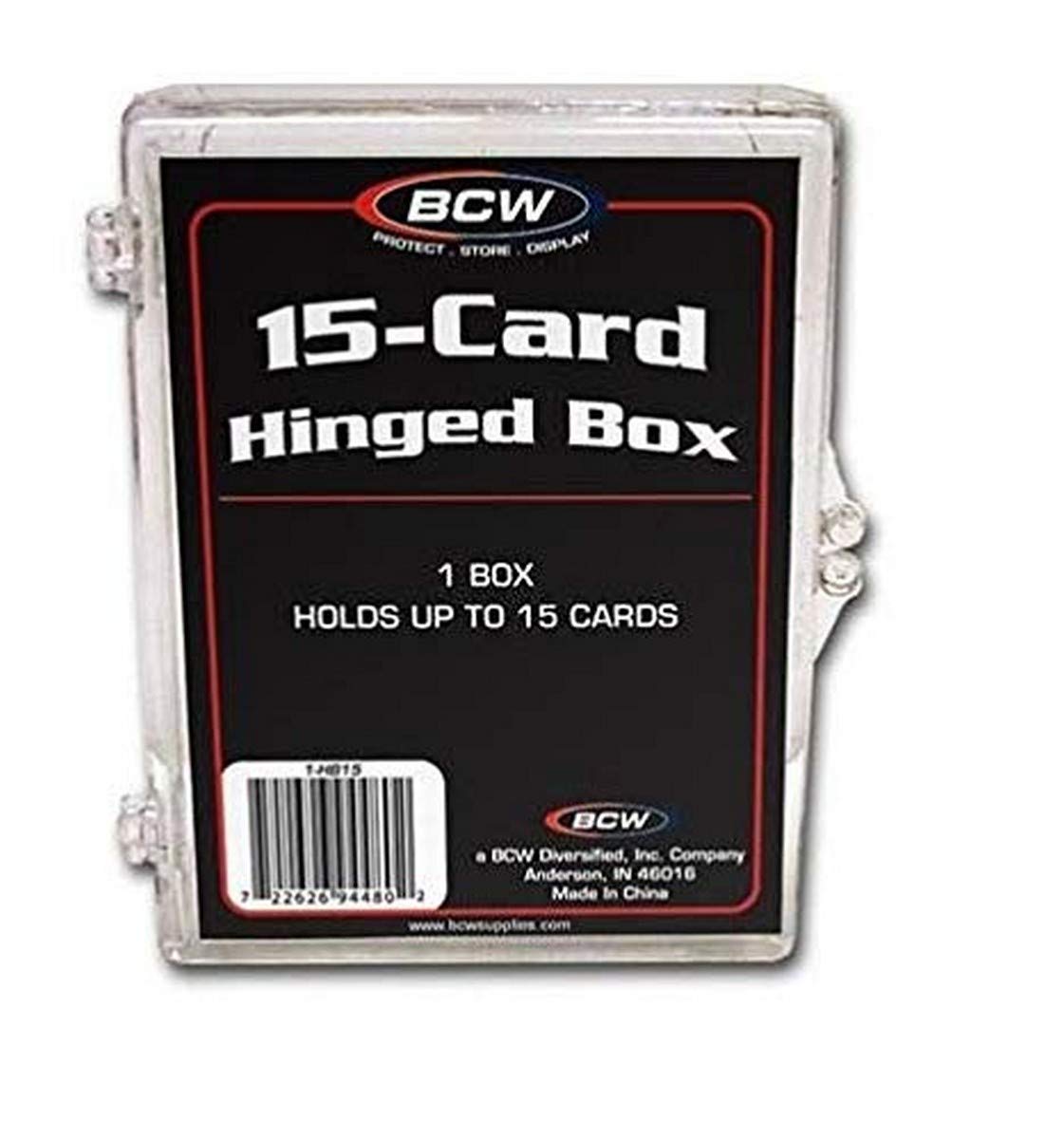 BCW Hinged Trading Card Box | 15 Ct (Pack of 1) | Snap Lock Closure for Security | Clear Polystyrene Trading Card Case for Collectible Cards | Baseball Card Case for Sports | Trading Card Storage Box