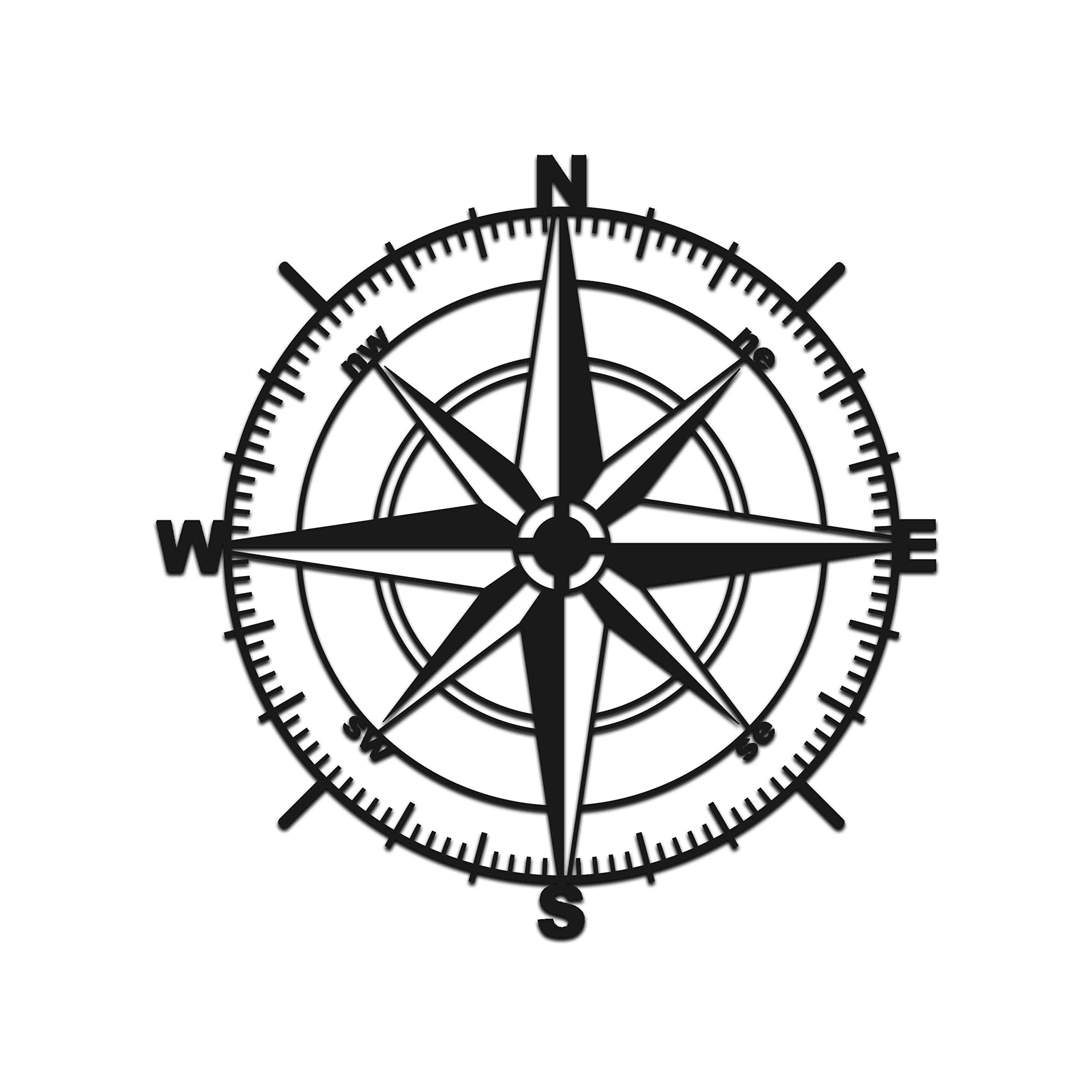Black Metal Wall Art, Modern Home Decor, Modern Black Wall Art, Living Room Wall Art, Home Art İron Wall Art, Wall Hanging (Compass Metal Wall Art Decor, Large)