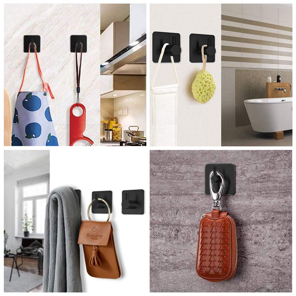 Anfly RV Camper Self Adhesive Toilet Paper Holder with 2 Hanging Hooks for Campers, Bathroom, Kitchen and Bedroom,No Drill/Stick On Toilet Paper Holder Wall Mount, Black