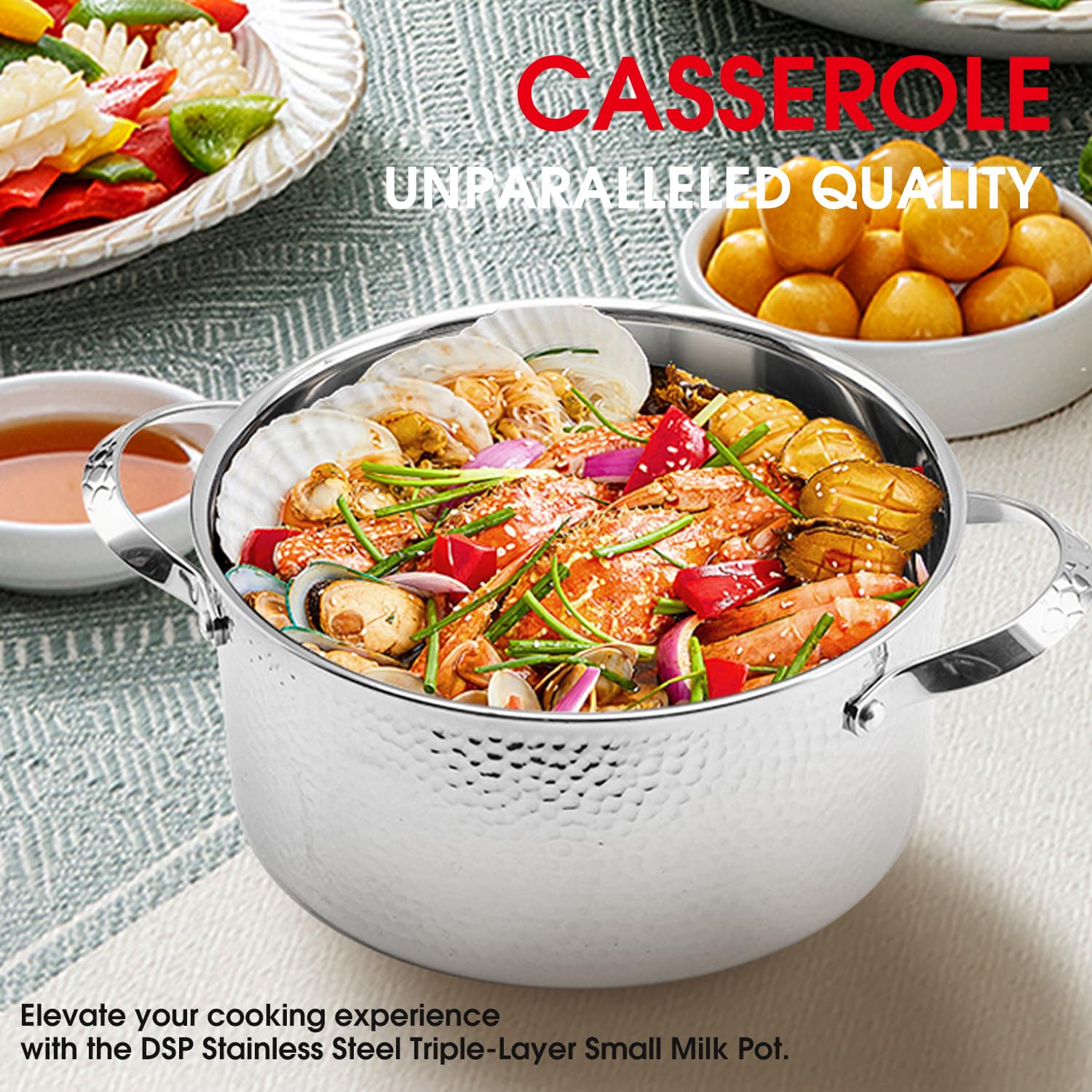 DSP Premium Stainless Steel Stockpot 5 Quart with Lid - Versatile Induction & Multi-Stove Compatible Large Cooking Pot, Ideal for Soup, Gumbo & Stew, Durable, Dishwasher Safe