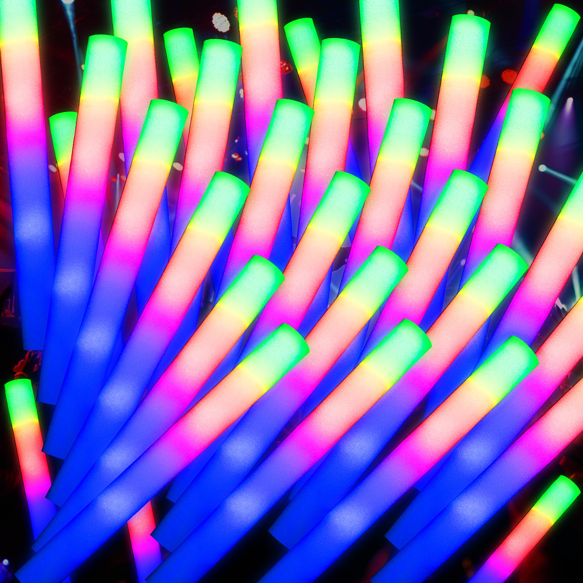 55 Pack led foam glow sticks bulk,white foam glow sticks for adults wedding,wedding glow sticks for reception props,light up foam sticks,light sticks for parties bulk,party light sticks pack.