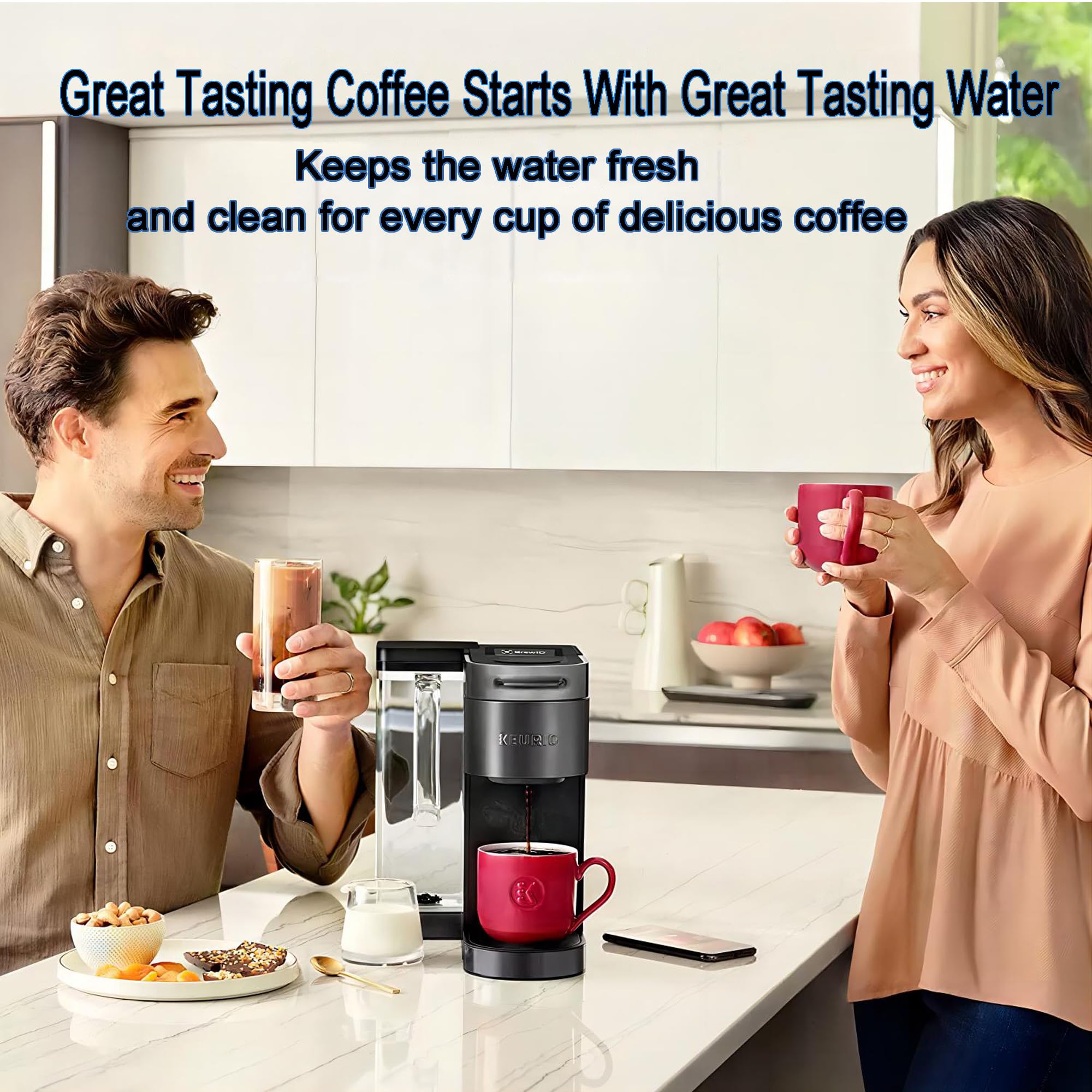 6 Pack Replacement Charcoal Water Filters for Keurig Coffee Maker, Water Filter Refill Cartridges Compatible with 2.0 K-Cup Pod Coffee Brewers, Fit All Keurig Coffee Machine Reservoir Filter Holder