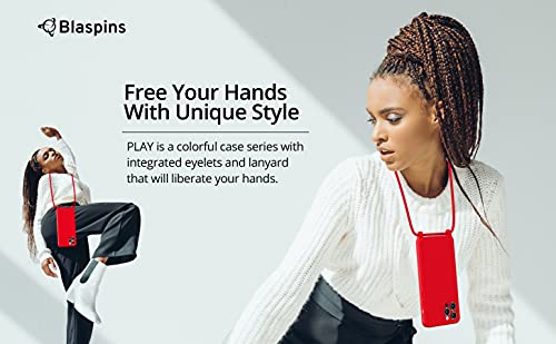 blaspins Crossbody Lanyard Strap Case for iPhone 14 Plus, Neck Cross Body, Adjustable Holder Removable, Drop Protection Shockproof, Hands-Free Silicone Case 6.7 inch, 150 cm Strap, iP14Plus - Red
