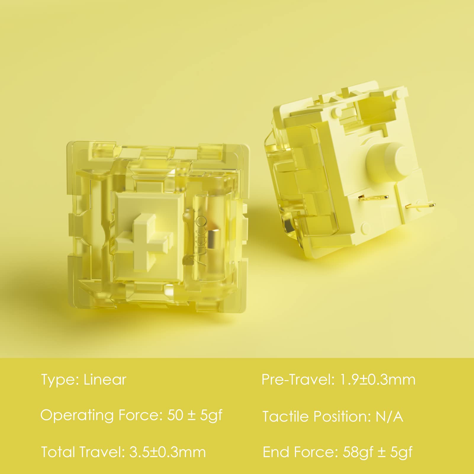 Akko V3 Switch Cream Yellow Linear Keyboard Switches for Mechanical Keyboard, 3 Pin 50gf Key Switches (45pcs)