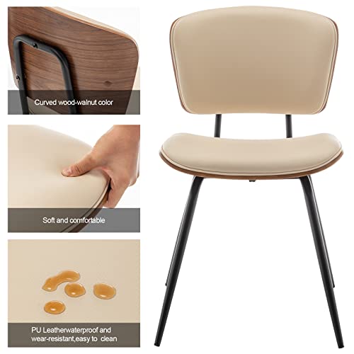 AQG Dining Chairs Mid Century Modern Dining Chairs for Kitchen Dining Living Room Chairs (Beige, Pack of 2)