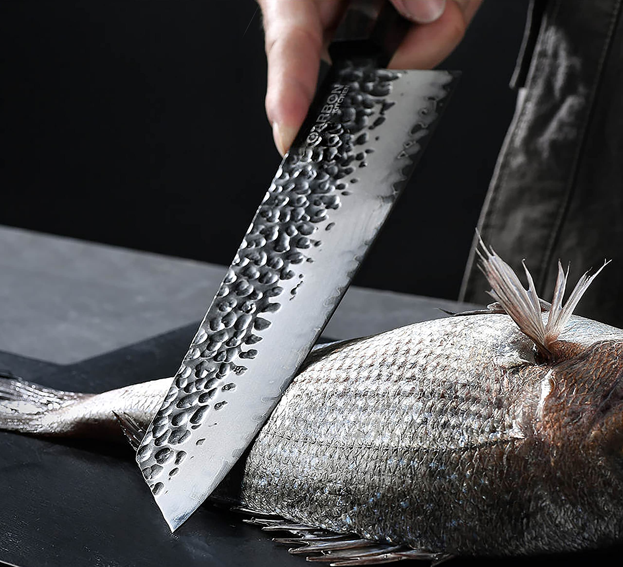 9 Inch Kiritsuke Japanese Chef Knife, Ultra-Sharp Carbon Stainless Steel Professional Cooking Kitchen Knife | Meat Slicing, Vegetable and Sushi Knife