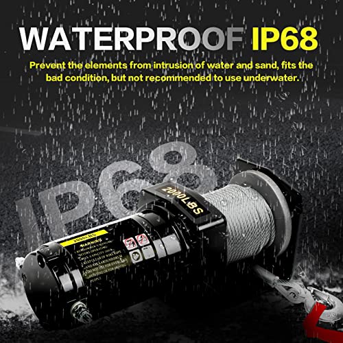 Auraroad Electric Winch 2000 lb, 12V DC ATV UTV Electric Winch with Wireless Remote, Steel Rope Waterproof Towing Winch Kit