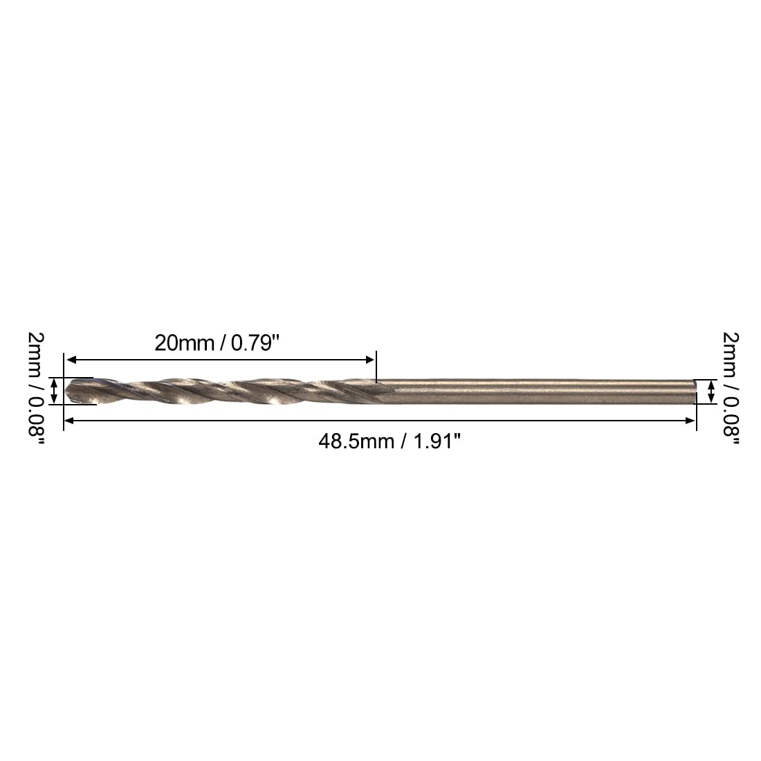 uxcell 24pcs Straight Shank Twist Drill Bits 2mm Gold Titanium & Black Nitride Coated High Speed Steel (HSS) 4341 with 1.5mm Shank for Stainless Steel Alloy Metal Plastic Wood
