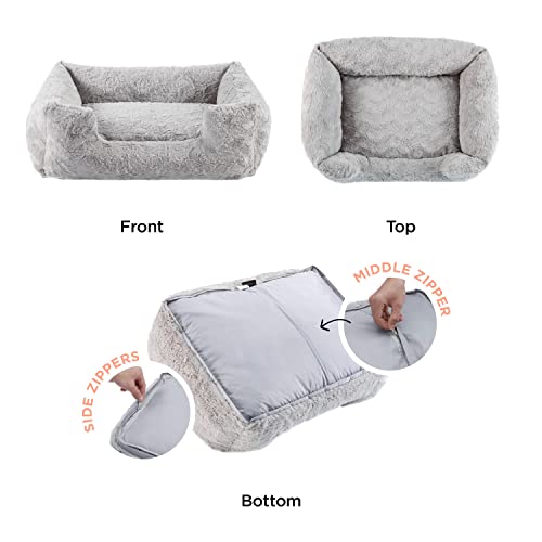 Best Friends by Sheri Soothe & Snooze Lounge Lux Memory Foam Rectangular Dog Bed, Washable, Grey, Medium 30" x 20"