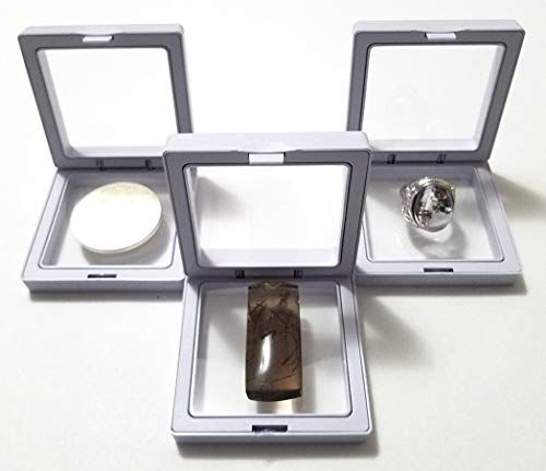 JM Set of 3 pcs Transparent 3D Floating Frame Display Holder/Box/Frames for Challenge Coins, AA Medallions, Antique, Jewelry,Gift, White, 2.75 x 2.75 x 0.75 Inches