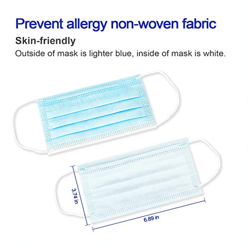T·IMTEX Disposable Protective Face Mask, Breathable 3 Ply Masks with Earloops,with Melt-Blown Cloth (Blue 50pcs)