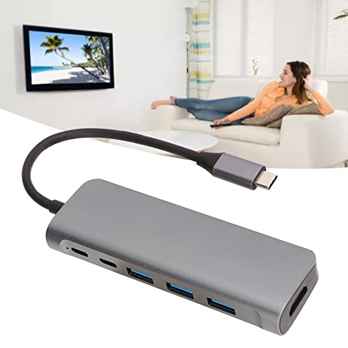 Akozon 8 in 1 USB C Hub, USB C3.0 Docking Station PD Fast Charge Type C to 4K HD Multimedia Interface Adapter Storage Card Memory Card Reader