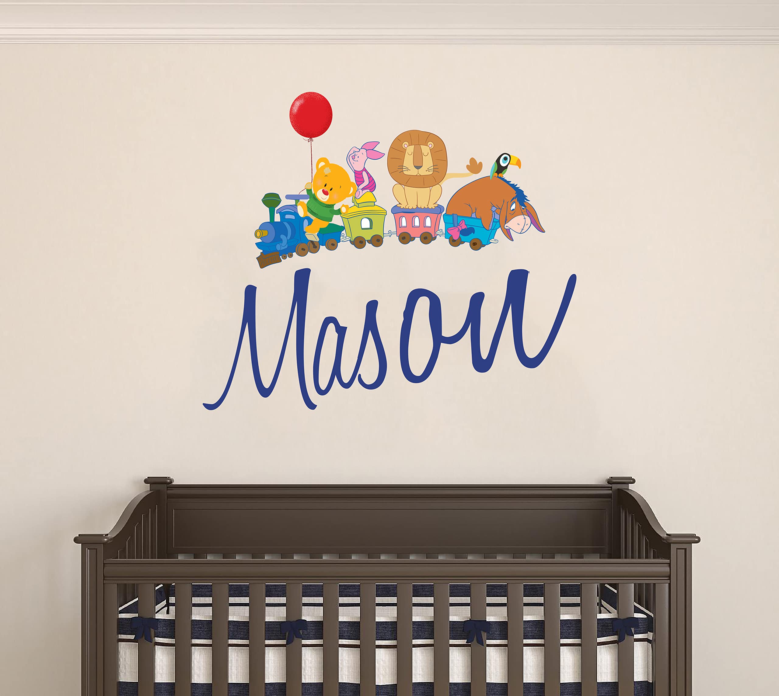 Teddy Bear and Pooh Friends Custom Name Wall Decal - Personalized Nursery Name -Wall Decal for Nursery Decoration playroom Decoration (Wide 20"x16" Height Inches)
