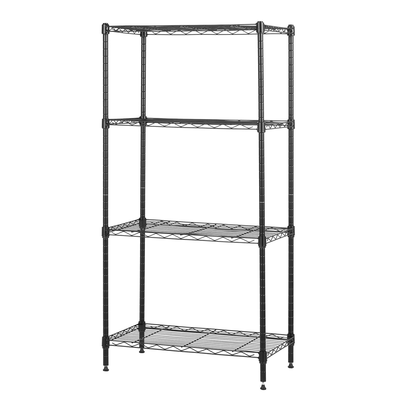 4-Shelf Adjustable,Standing Storage Shelf Units,(200 Pound Loading Capacity per Shelf) Steel Organizer Wire Rack for Laundry Bathroom Kitchen Pantry Warehouse Basement,13.4"D x 23.2"W x 48"H, Black