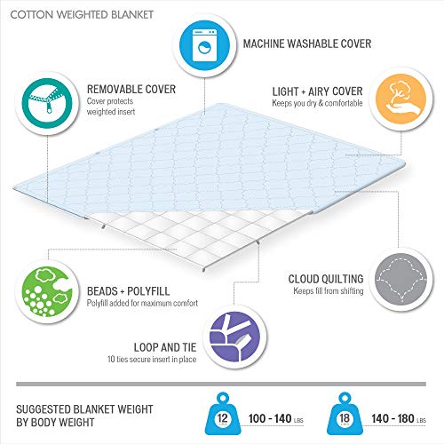 Beautyrest Luxury Quilted Weighted Blanket Ultra Soft Warm Mink with Glass Beads Filling and Zipper Cover Relaxing Pressure Relieving, 60X70-12Lbs, Grey
