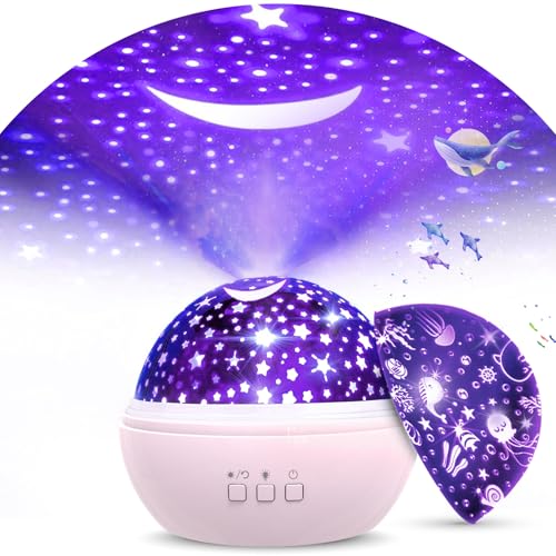 FISHOAKY Kids Night Light Projector, 3 in 1 Starry Star Night Light Projector, 360°Rotating 8 Colors Mode Galaxy Star Projector Night Lights with USB Cable, Toy Gifts for Baby Kids Birthday