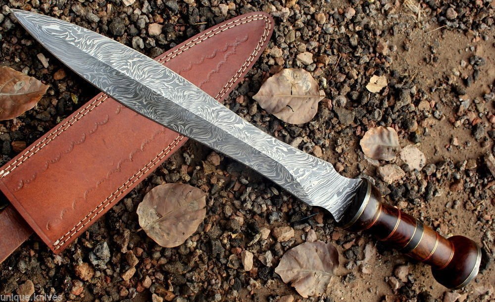 Wilson Roy Custom Hand Made Damascus Steel Dolch Greek Knife Roman Gladius Knife/Sword Gladiator Knife