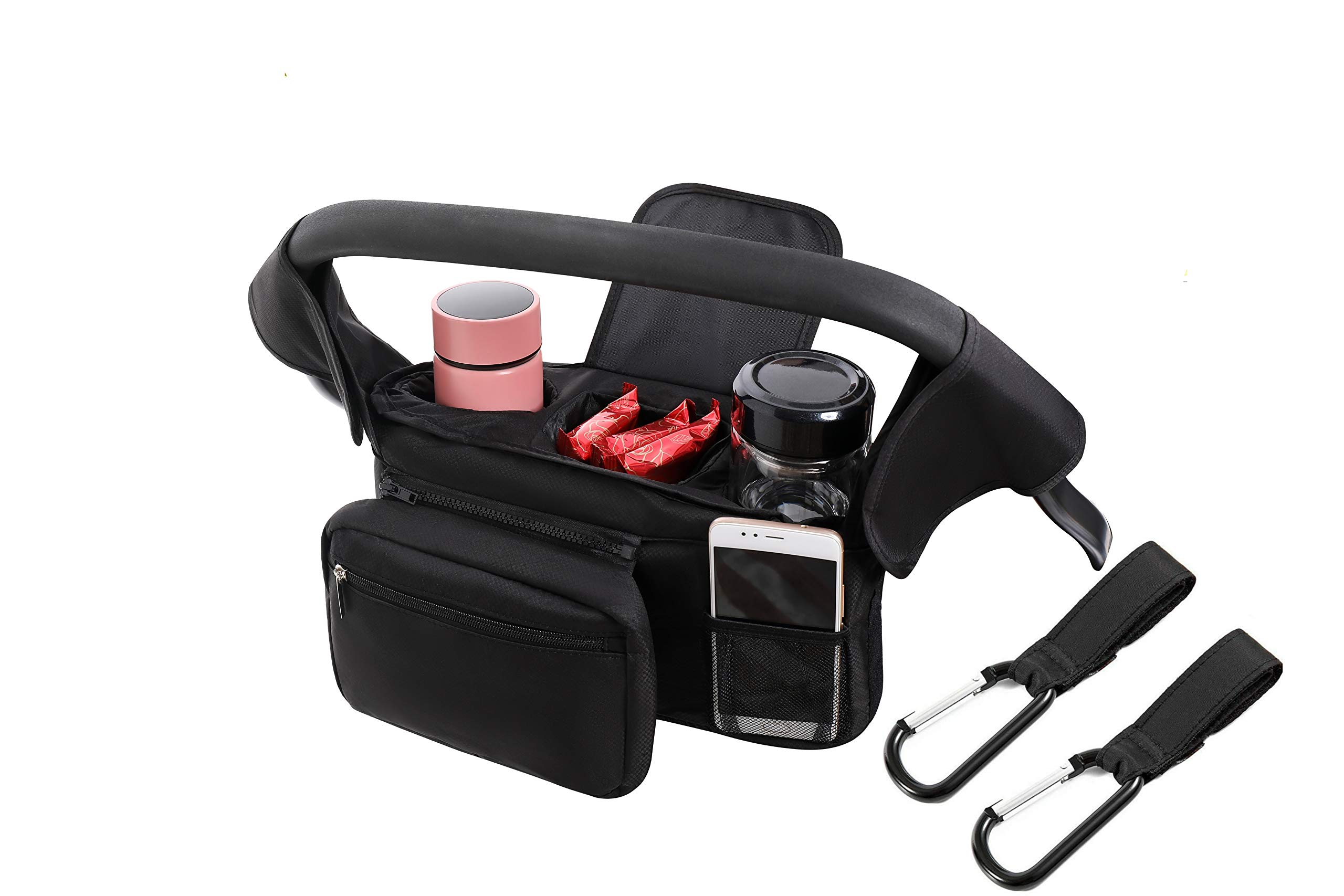 Mybabyly Baby Stroller Organizer with Cup Holders, Extra Storage & Secured Fit, Easy Installation- Universal Stroller Organizer for Smart Moms