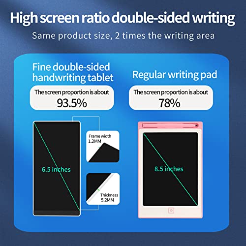 Amoretti Sonnet Mini LCD Writing Tablet, 6.5in Double Display Erasable Reusable Electronic Drawing Pads, Electronic scratchpad for Kids and Adults(Black