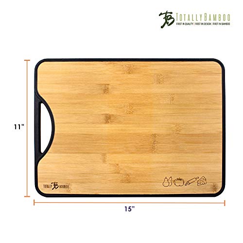 Totally Bamboo Poly-Boo Double Sided Bamboo and Poly Cutting Board, 15" x 11", BPA Free