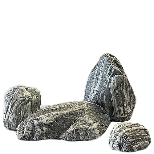 AquaNatural 15lb Silver Alpine Rock Mountain Stone for Aquariums, aquascaping, terrariums and vivariums,Silver, White, Black