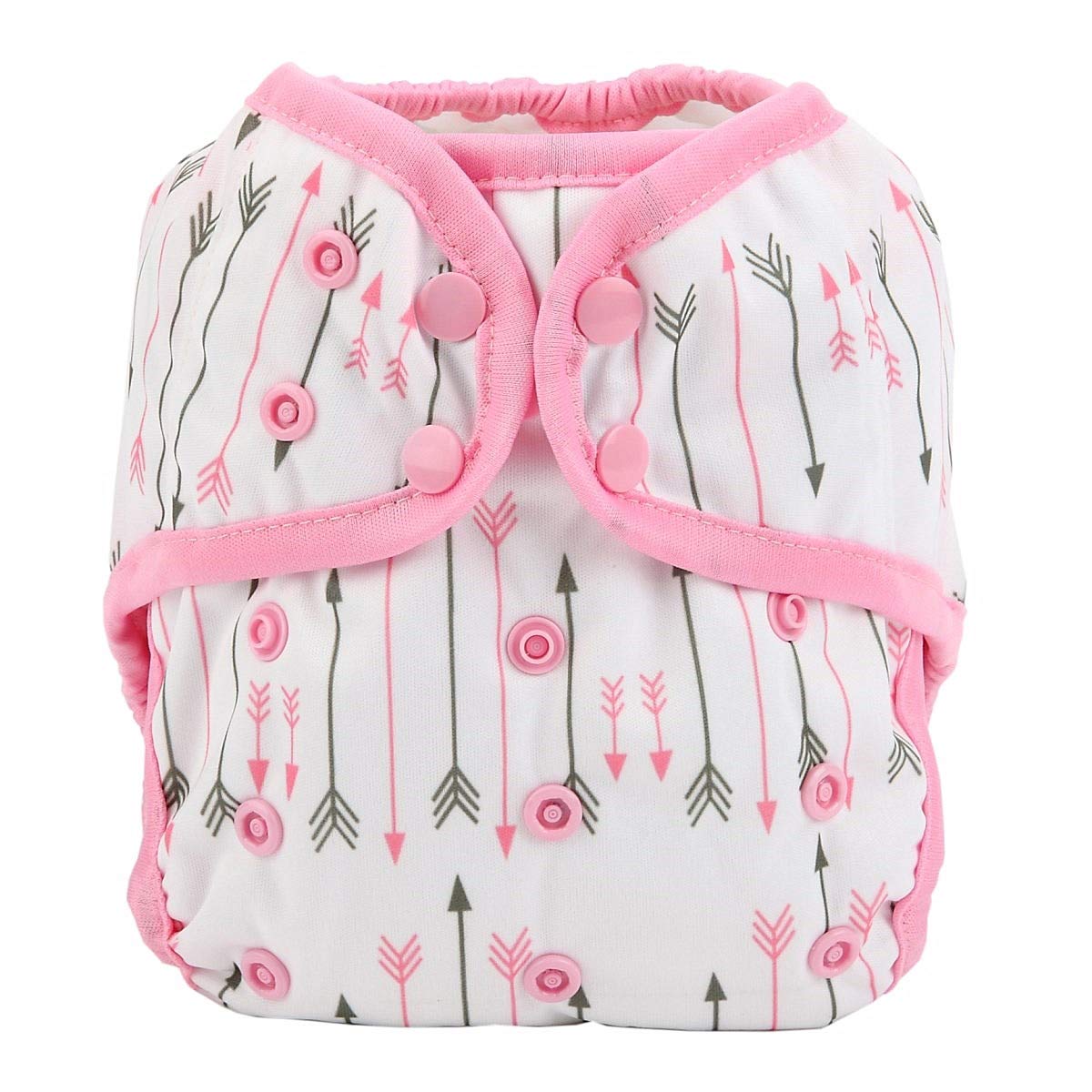 One Size Cloth Diaper Cover Snap with Double Gusset (Pink Arrows)