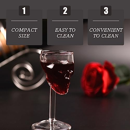 Abaodam Halloween Skull Glasses Goblets Skull Shaped Wine Cups Set of Two Borosilicate Glasses for Halloween Party Accessories Halloween Skull Drinking Glasses