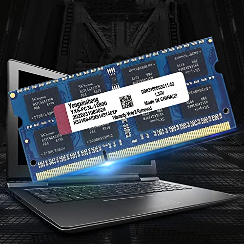 Yongxinsheng DDR3 / DDR3L 8GB Kit (4GBx2) Laptop RAM 1600MHz PC3L/PC3-12800 SODIMM Non-ECC Unbuffered 1.35V/1.5V 2Rx8 Dual Rank 204 Pin CL11 Notebook Computer Memory Upgrade Module(Blue)