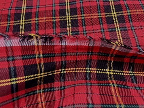 AMORNPHAN 60 Inch Plaid Scottish Traditional Pattern Tartan Motif Printed 100% Woven Cotton Fabric for Clothing Tablecloth Decorative Sewing Arts Crafts Upholstery and Home Accents for 1 Yard (Red)