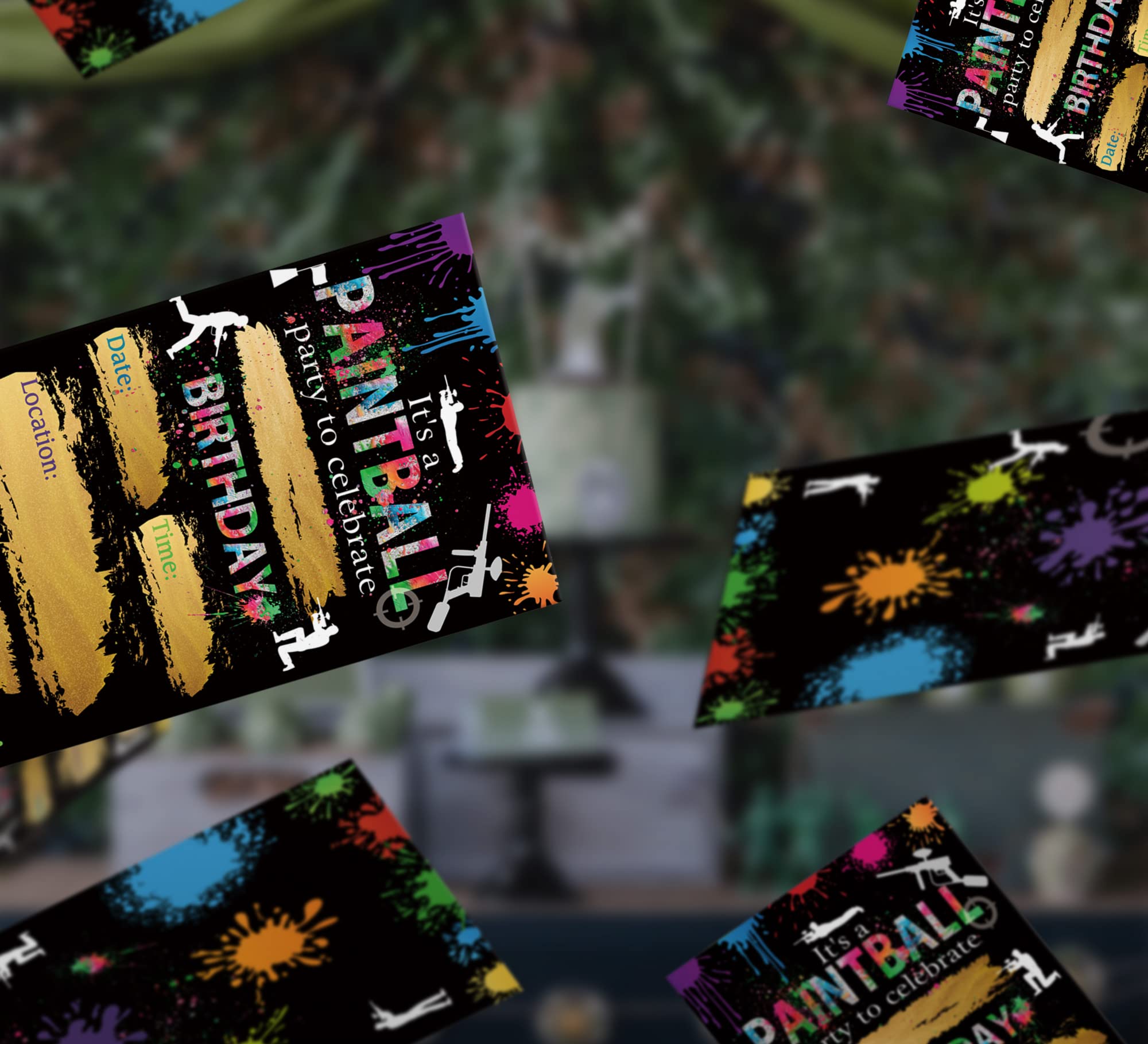 shupai Paintball Themed Birthday Party Invitations(25 Invitation + 25 Envelopes), Kids Birthday Invitations(H10H)