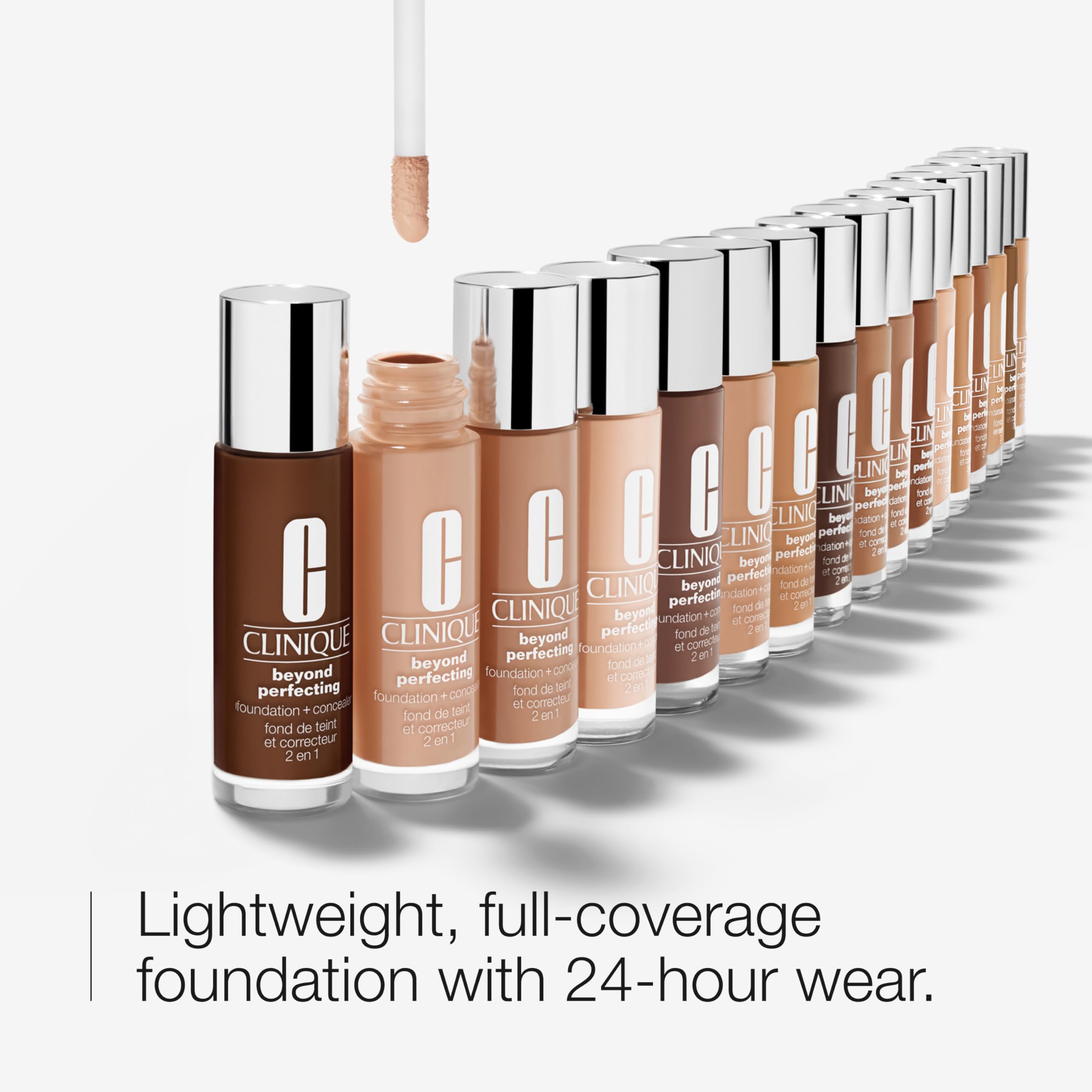Clinique Beyond Perfecting Liquid Lightweight Full Coverage Foundation + Concealer For Dry Combination to Oily Skin Types, Buttermilk, 1 Fl Oz