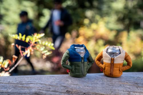 Puffin - The Puffy Beverage Jacket, Insulated Can Cooler, Olive Green/Sailor Blue