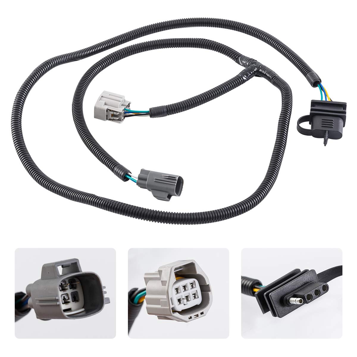 55 Inch 4-Way Tow Hitch Wiring Harness Kit, Compatible with 07-2018 Jeep Wrangler JK 2 Door & 4 Door Models