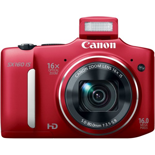 Canon PowerShot SX160 is 16.0 MP Digital Camera with 16x Wide-Angle Optical Image Stabilized Zoom with 3.0-Inch LCD (Red)